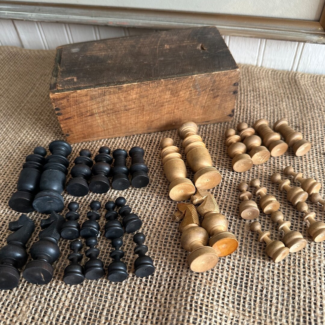 Antique Boxwood Chess Pieces/full Set/wooden Chess Set - Etsy