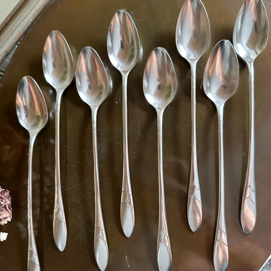 Vintage Ice Tea Spoons Set of Eight/vintage Silverplate Flatware/oneida ...