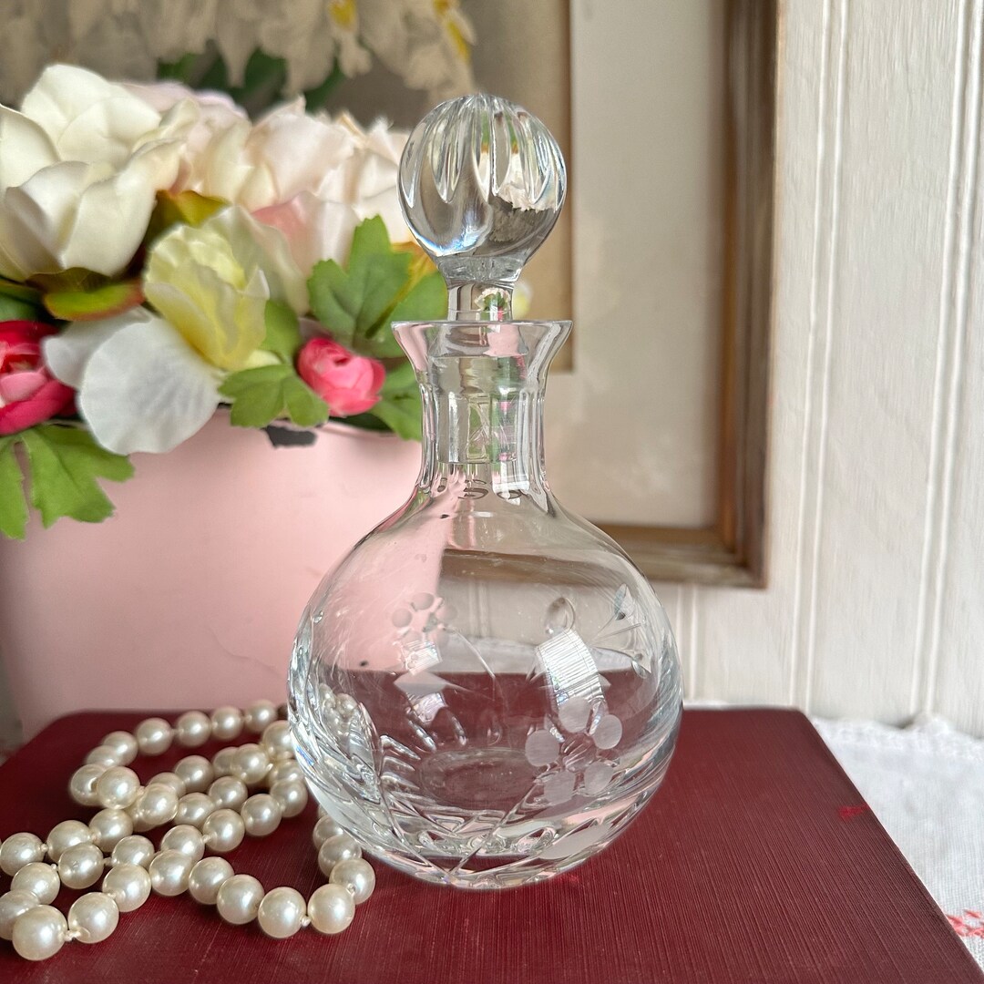 Vintage Etched Crystal Perfume Bottle by Illusions - Etsy