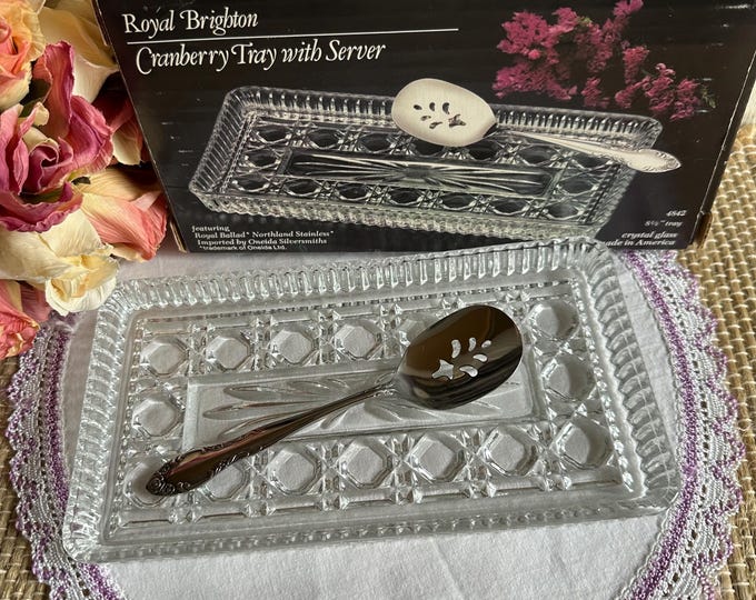 Vintage Serving Tray and Spoon/brigham Cranberry Tray With Server ...