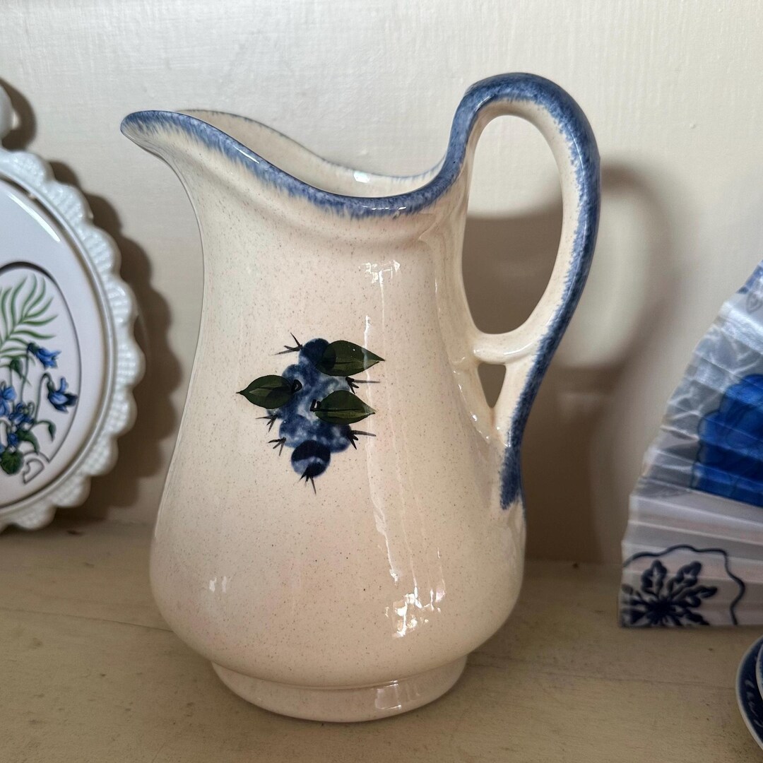 Vintage Pitcher Blueberry Spongeware - Etsy