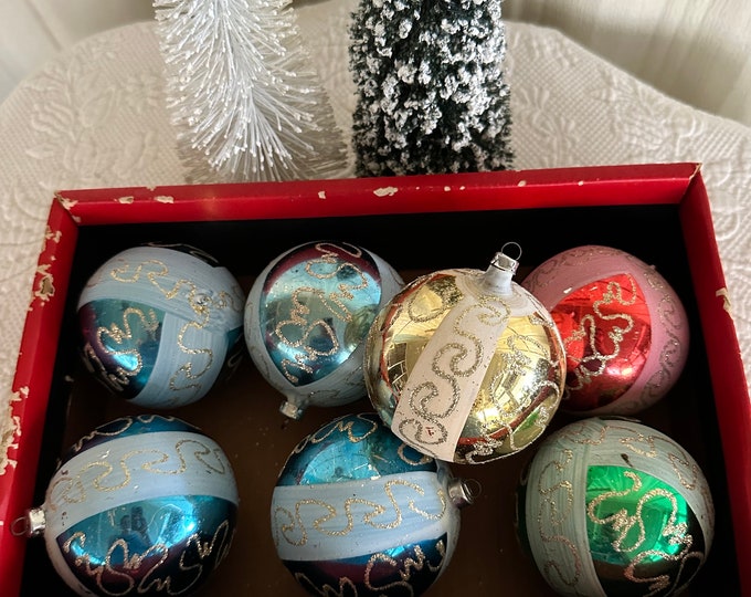 12 Vintage Shiny Bright Mercury Glass Christmas Ornaments Bulbs in ...