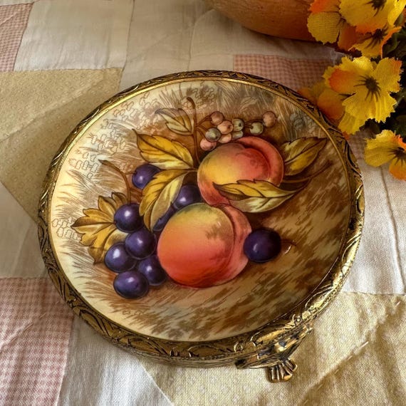 Vintage Footed Trinket Dish/Aynsley Orchard Footed Ri… - Gem