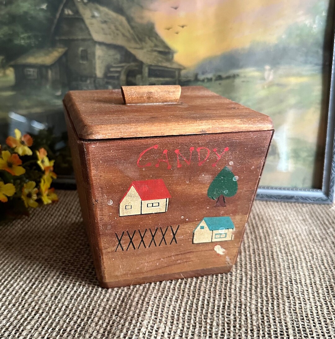 Vintage Wooden Canister/candy Box Made in Japan - Etsy