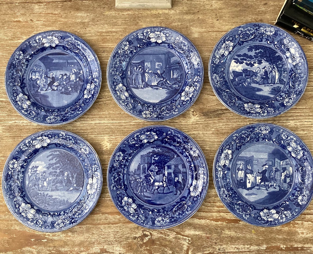 Antique Flow Blue Plates/dr Syntax Plate Collection Thomas Rowlandson ...