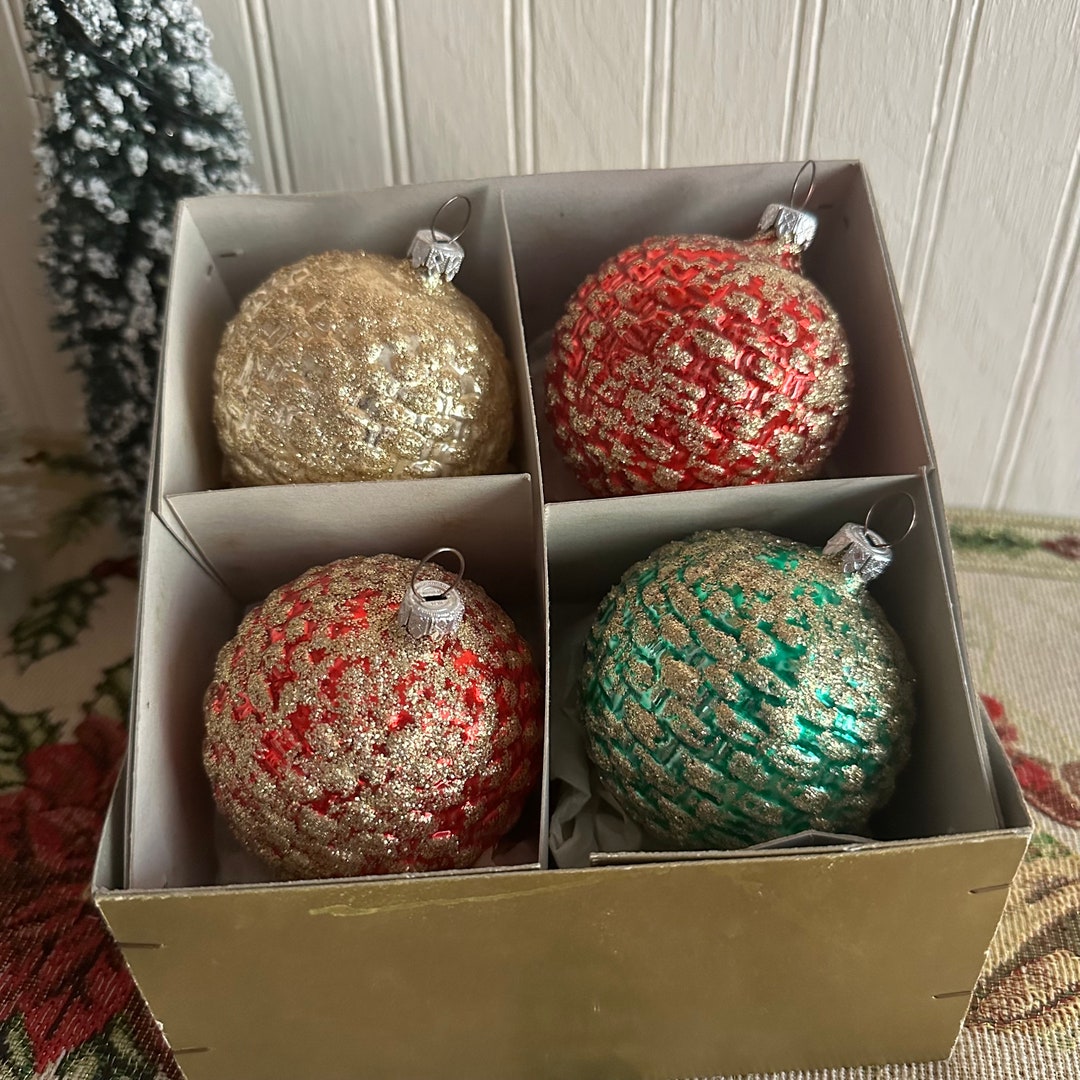 Vintage Christmas Ornaments W Germany in Original Box Four Pieces ...
