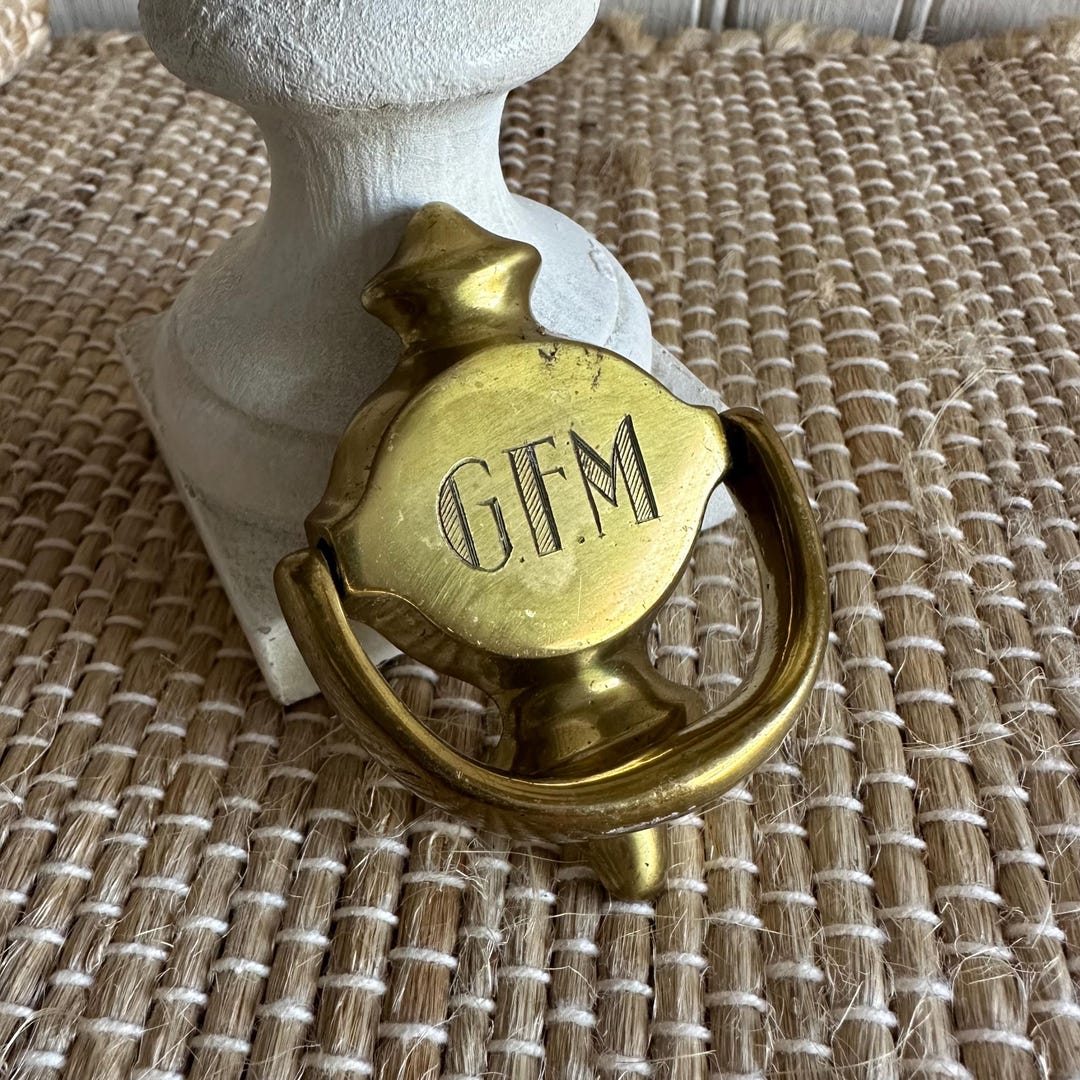 Vintage Brass Door Knocker/monogrammed GFM - Etsy