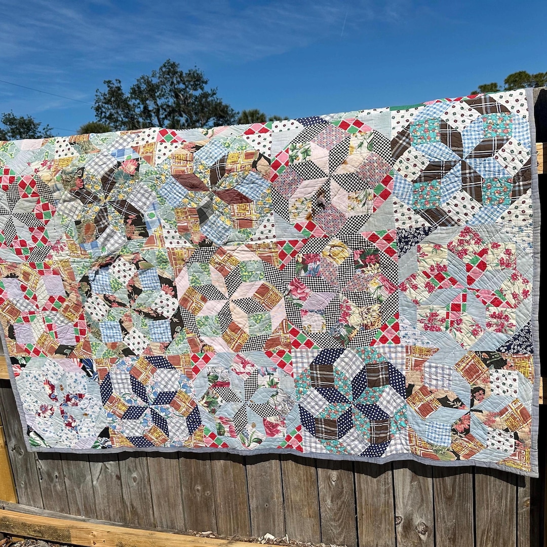 Antique Cutter Quilt/vintage Feed Sack Quilt AS Is/shabby Chic Quilt ...