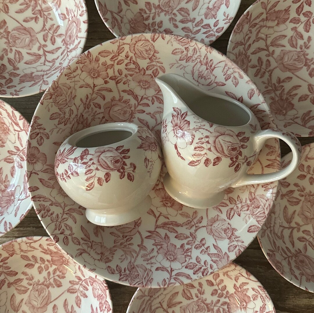 Pink Transfer Ware Churchill Sugar or Creamer Sold Separately - Etsy