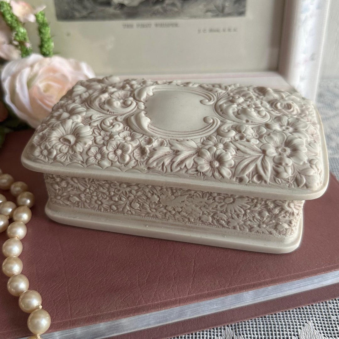 Vintage Incolay Jewelry Box/vintage Jewelry Box/pale Pink Jewel Box - Etsy