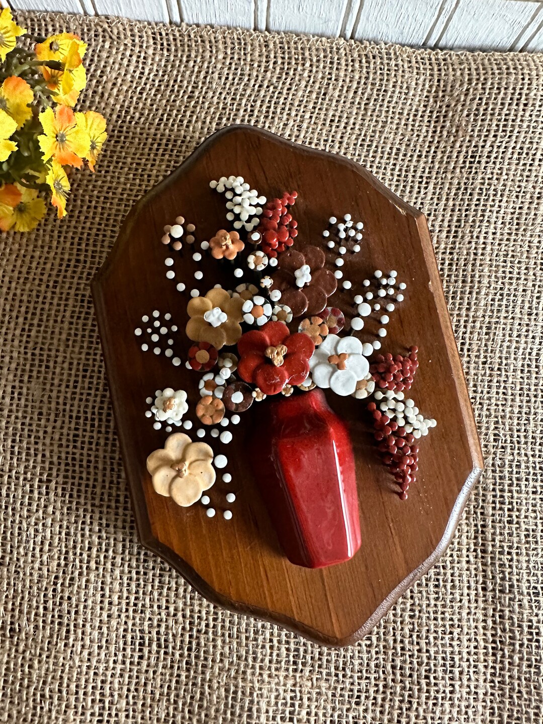 MCM Nail Flower Art Pauline Owens/folk Art Wall Decor - Etsy