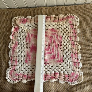 Vintage Square Doily Lot/shabby Chic Crocheted Doilies Pink and White 4 ...