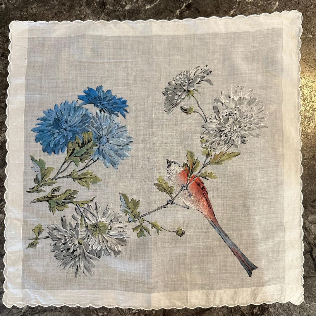 Vintage Floral Handkerchief/mid Century Modern - Etsy