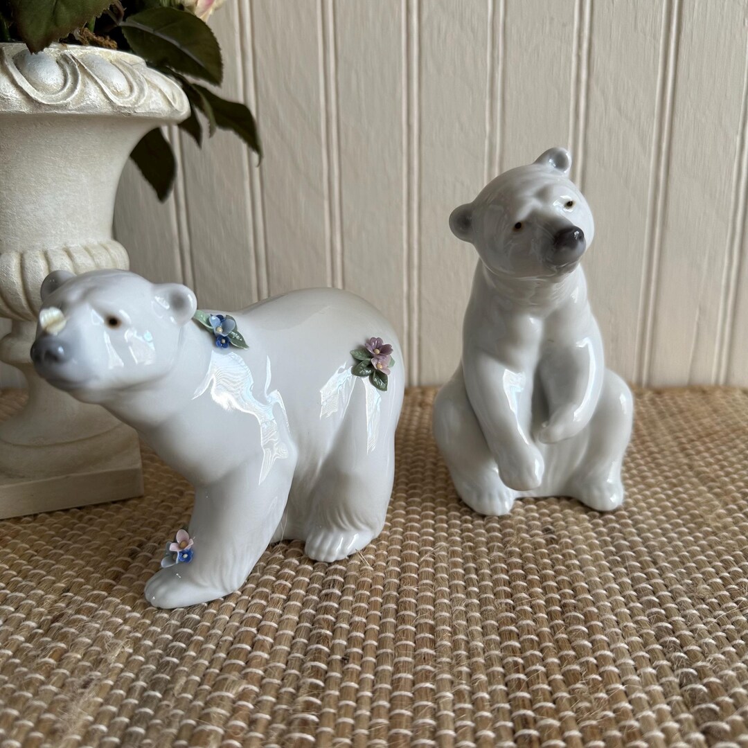 Vintage Lladro Polar Bear Figurines Pair/resting Polar Bear 1208 ...