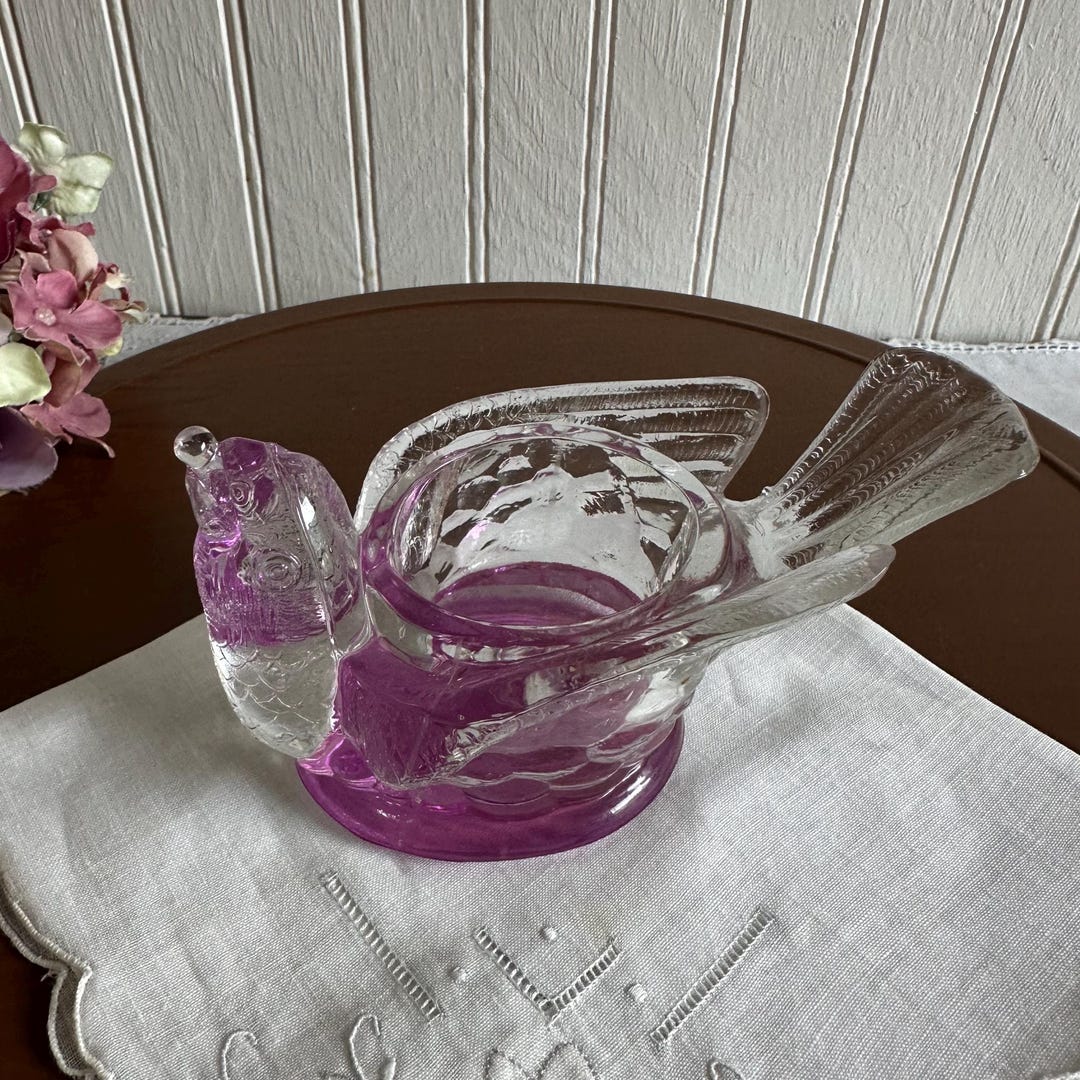 Vintage Degenhart Bird Salt Cellar: Bird With Berry Dish/votive - Etsy
