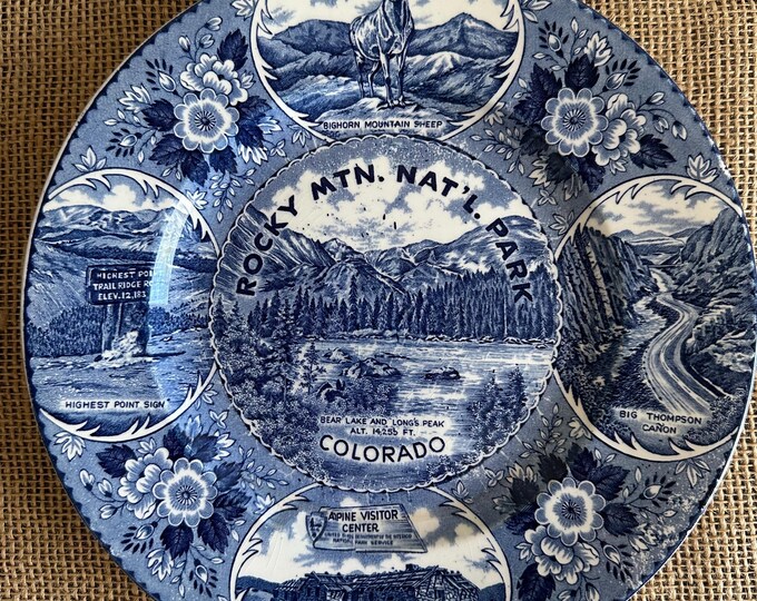 Vintage Colorado Souvenir Plate/vintage Blue Flow Style Plate - Etsy
