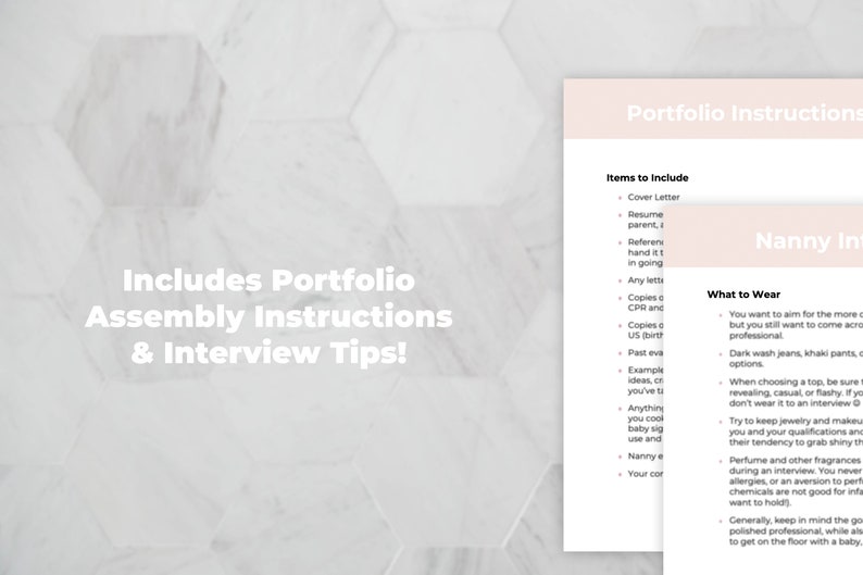 Nanny Interview Portfolio Kit Nanny Resume Template Set | Etsy
