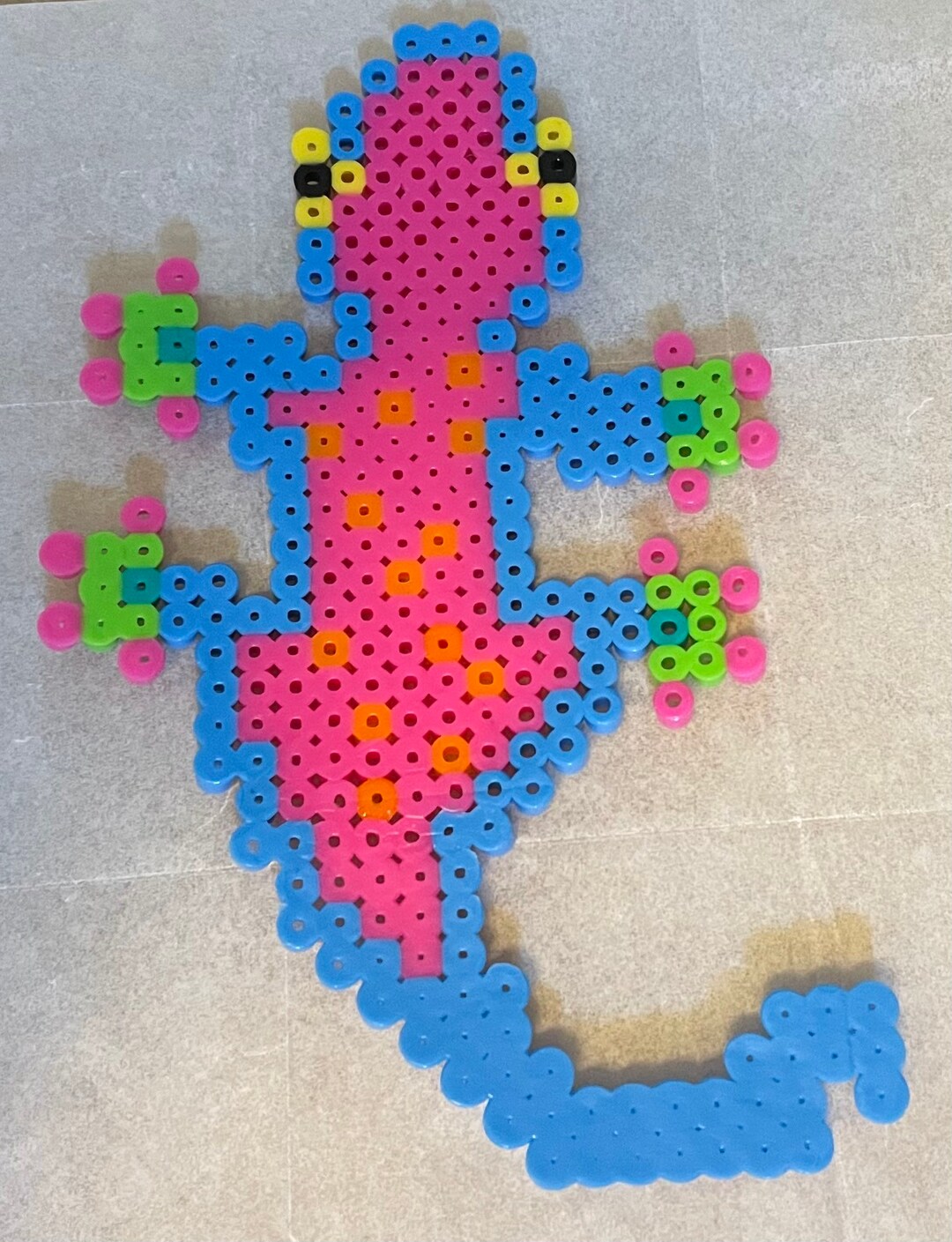 Neon Pink and Blue Lizard/gecko Perler Bead Art - Etsy