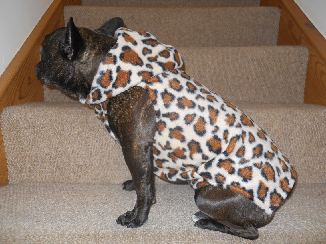 French Bulldog / Dog Leopard print Polar Fleece Hoodie. | Etsy