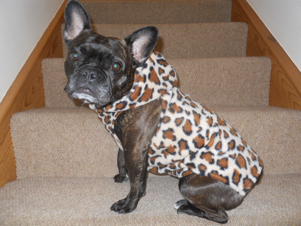 French Bulldog / Dog Leopard print Polar Fleece Hoodie. | Etsy