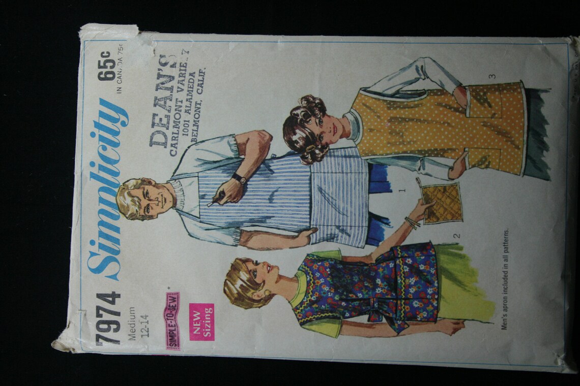 Men and Women's APRONS Simplicity Pattern 7974 1968 | Etsy
