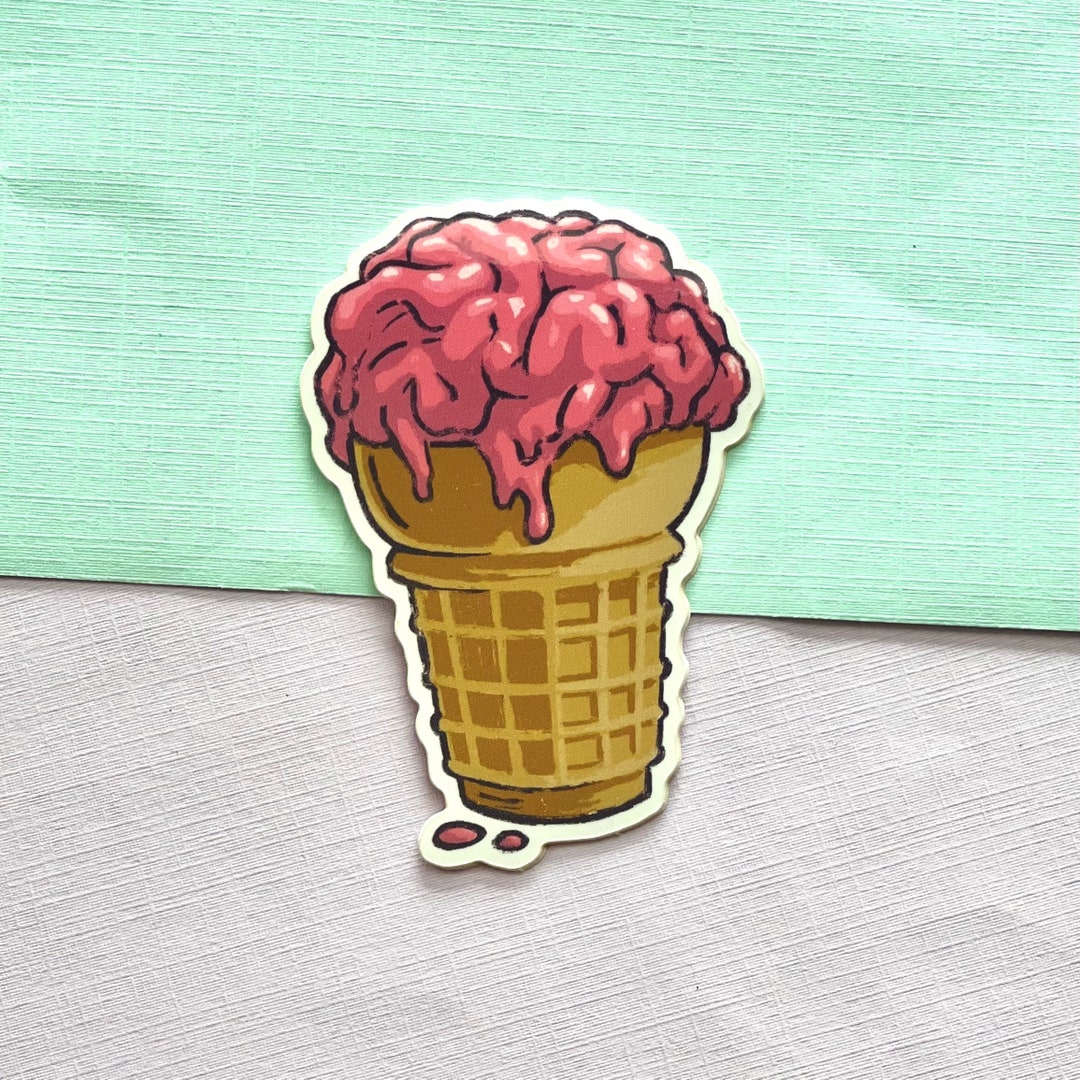 Brain Freeze Icecream Vinyl Sticker, Melting Brain - Etsy