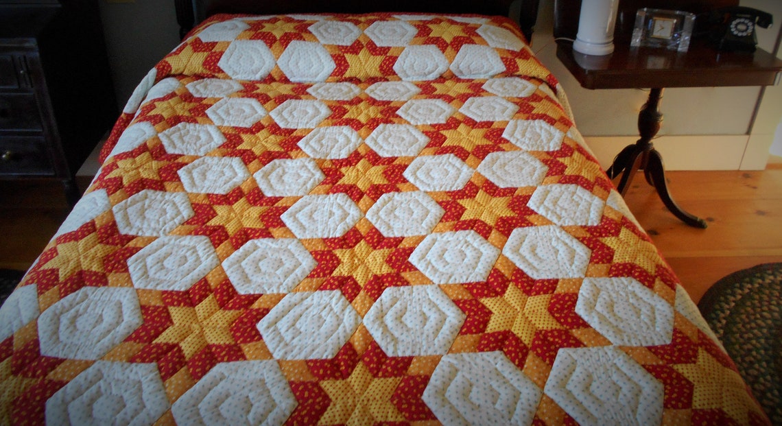 Showstopper Vintage Double Star Quilt. Handmade From - Etsy