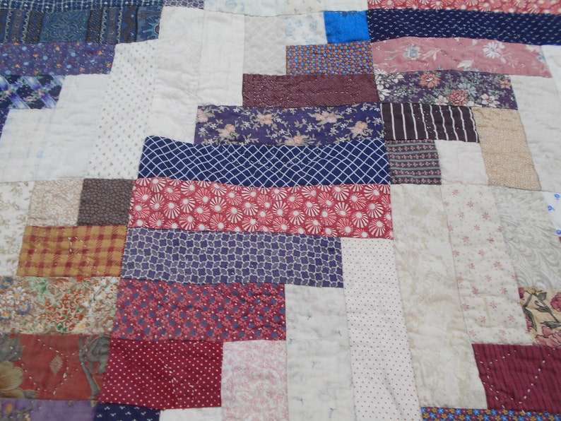 Log Cabin Straight Furrows Quilt. Gorgeous Fabrics. - Etsy