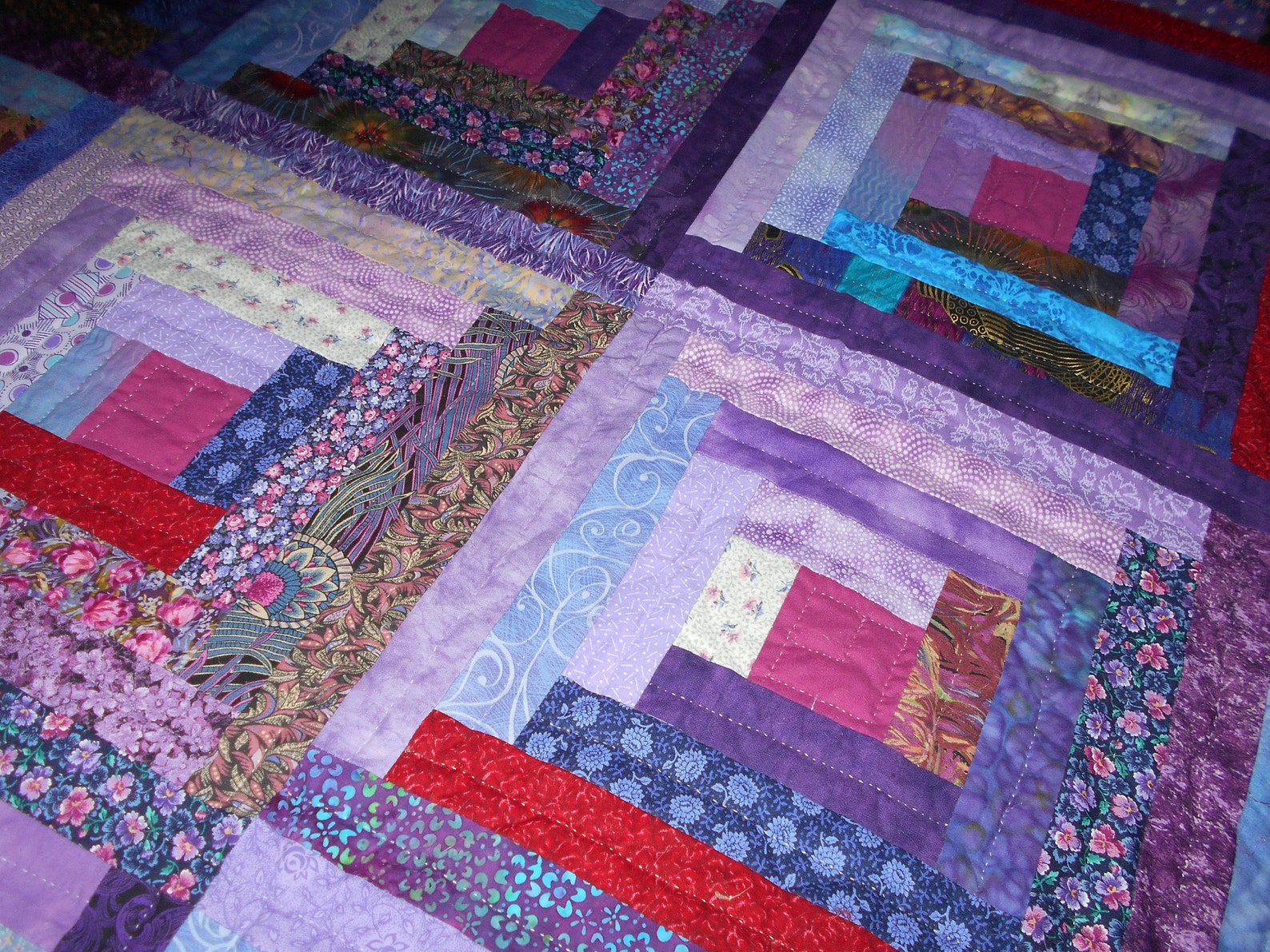 Showstopper Log Cabin Quilt. Fabulous Colors and Prints. - Etsy
