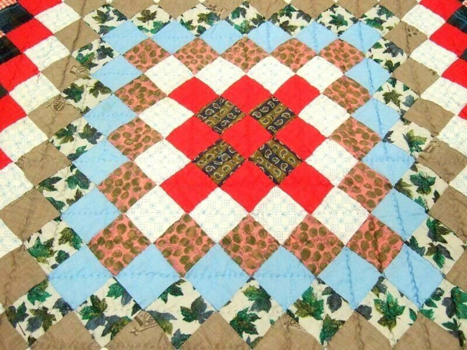 Vintage, Boston Commons Quilt. From Texas. Hand Stitched. Vibrant ...