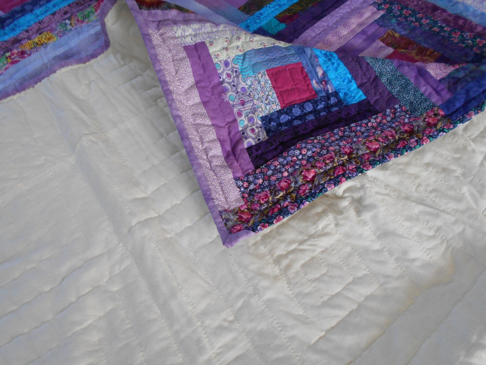 Showstopper Log Cabin Quilt. Fabulous Colors and Prints. - Etsy