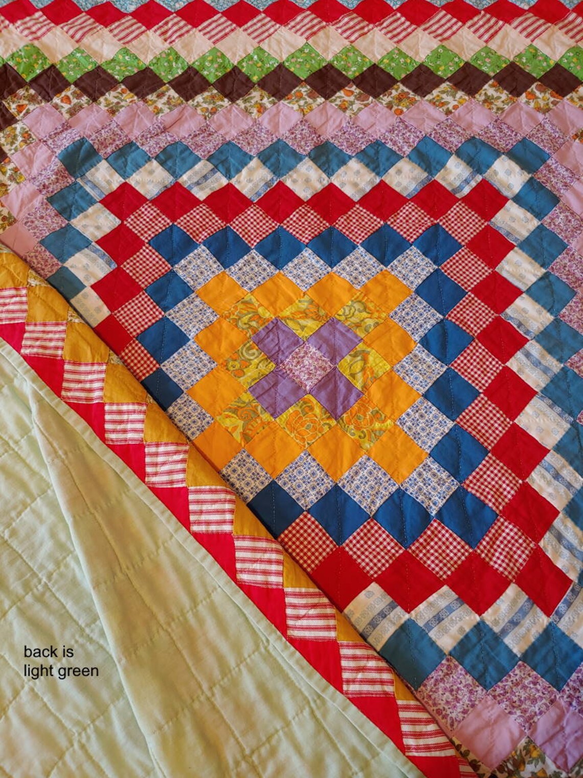 Vintage Homemade Boston Commons Quilt. Bold Colors and - Etsy