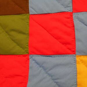 Showstopper! Vibrant Stairstep Quilt. Hand Stitched. Nice Condition, 83 ...