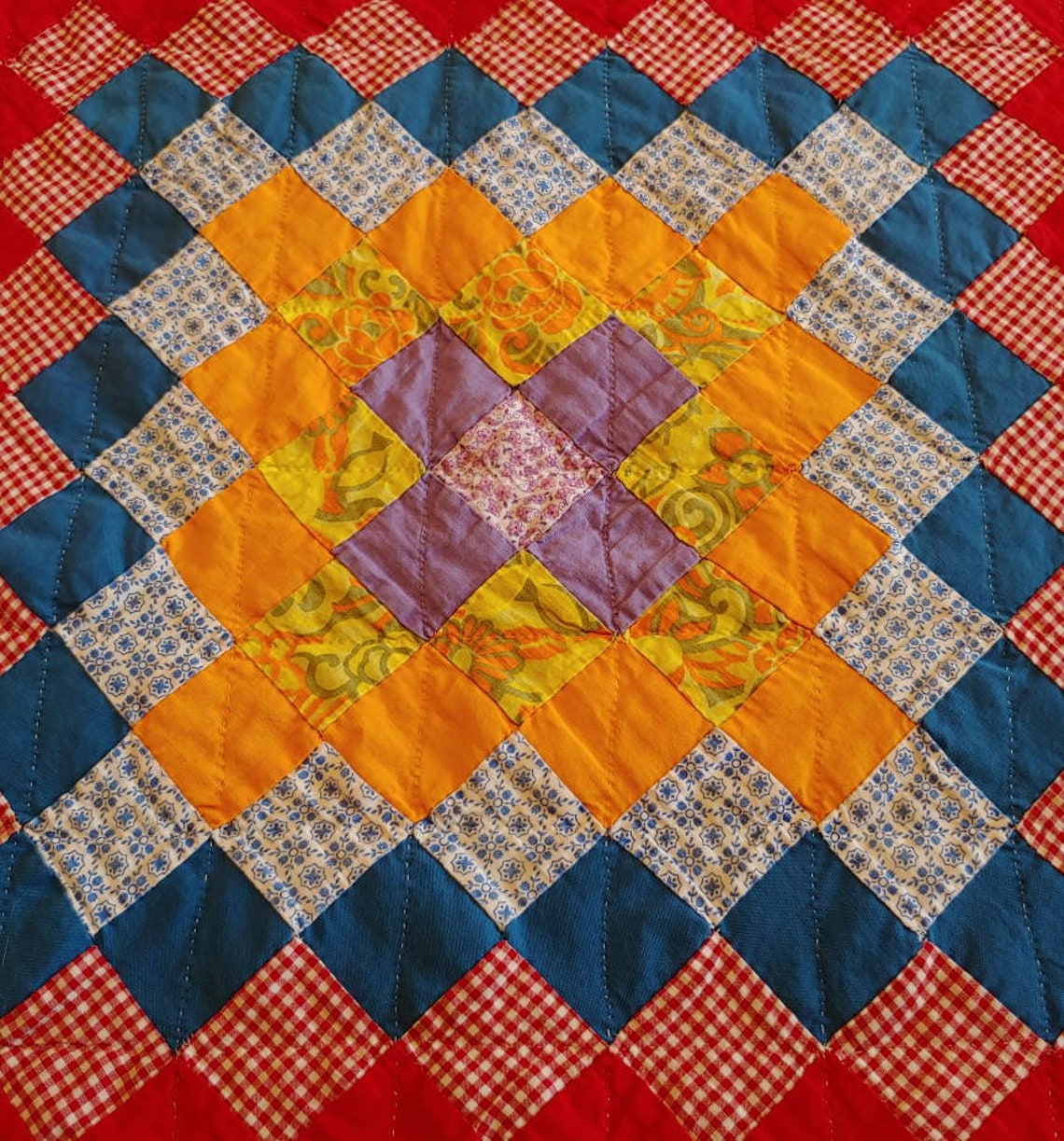 Vintage Homemade Boston Commons Quilt. Bold Colors and - Etsy