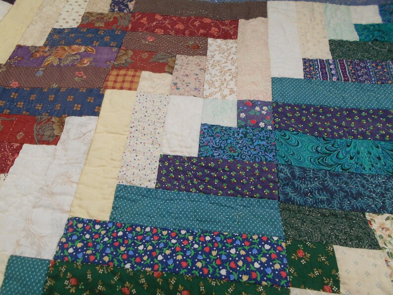 Log Cabin Straight Furrows Quilt. Gorgeous Fabrics. - Etsy