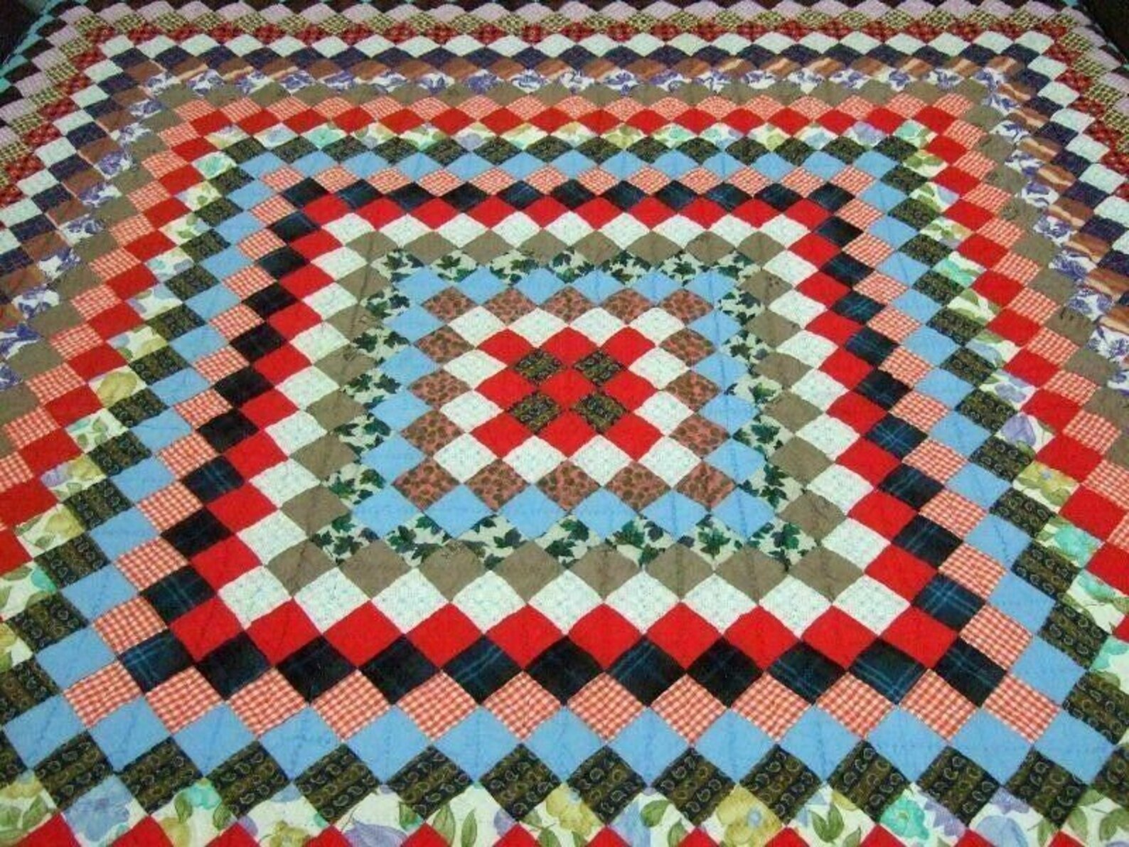 Vintage, Boston Commons Quilt. From Texas. Hand Stitched. Vibrant ...