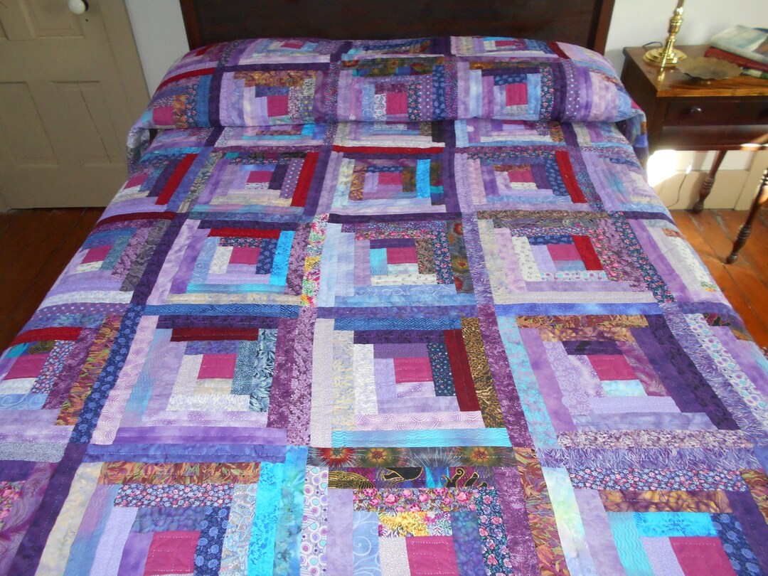 Showstopper! Log Cabin Quilt. Fabulous Colors and Prints. Large Size ...