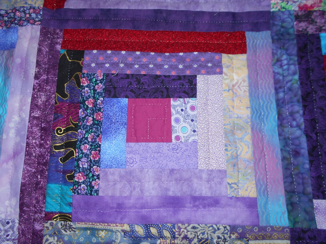 Showstopper Log Cabin Quilt. Fabulous Colors and Prints. - Etsy