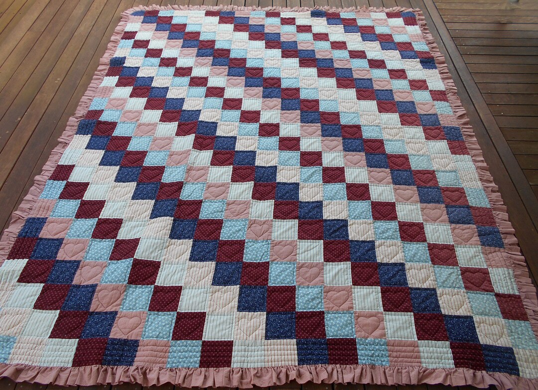 Homemade, Stair Steps Quilt. Ruffled Edge. With Provenance. Excellent ...
