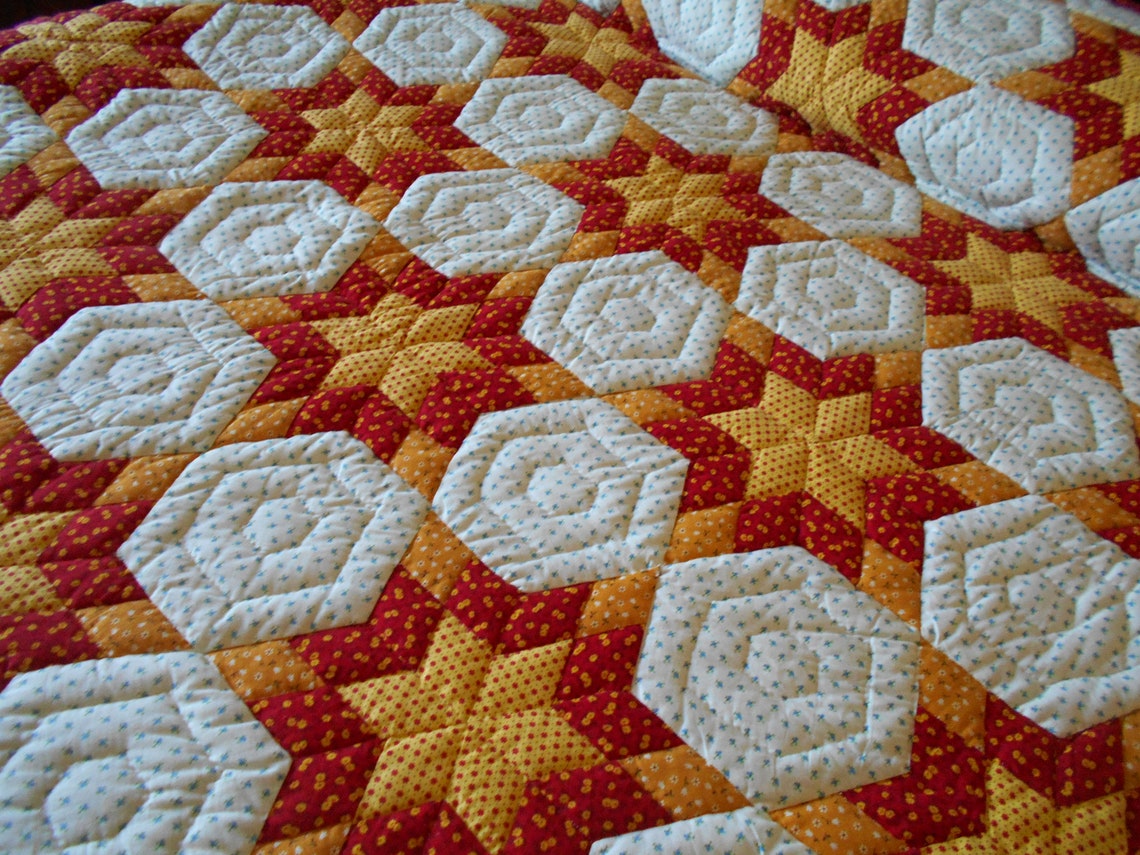 Showstopper Vintage Double Star Quilt. Handmade From - Etsy