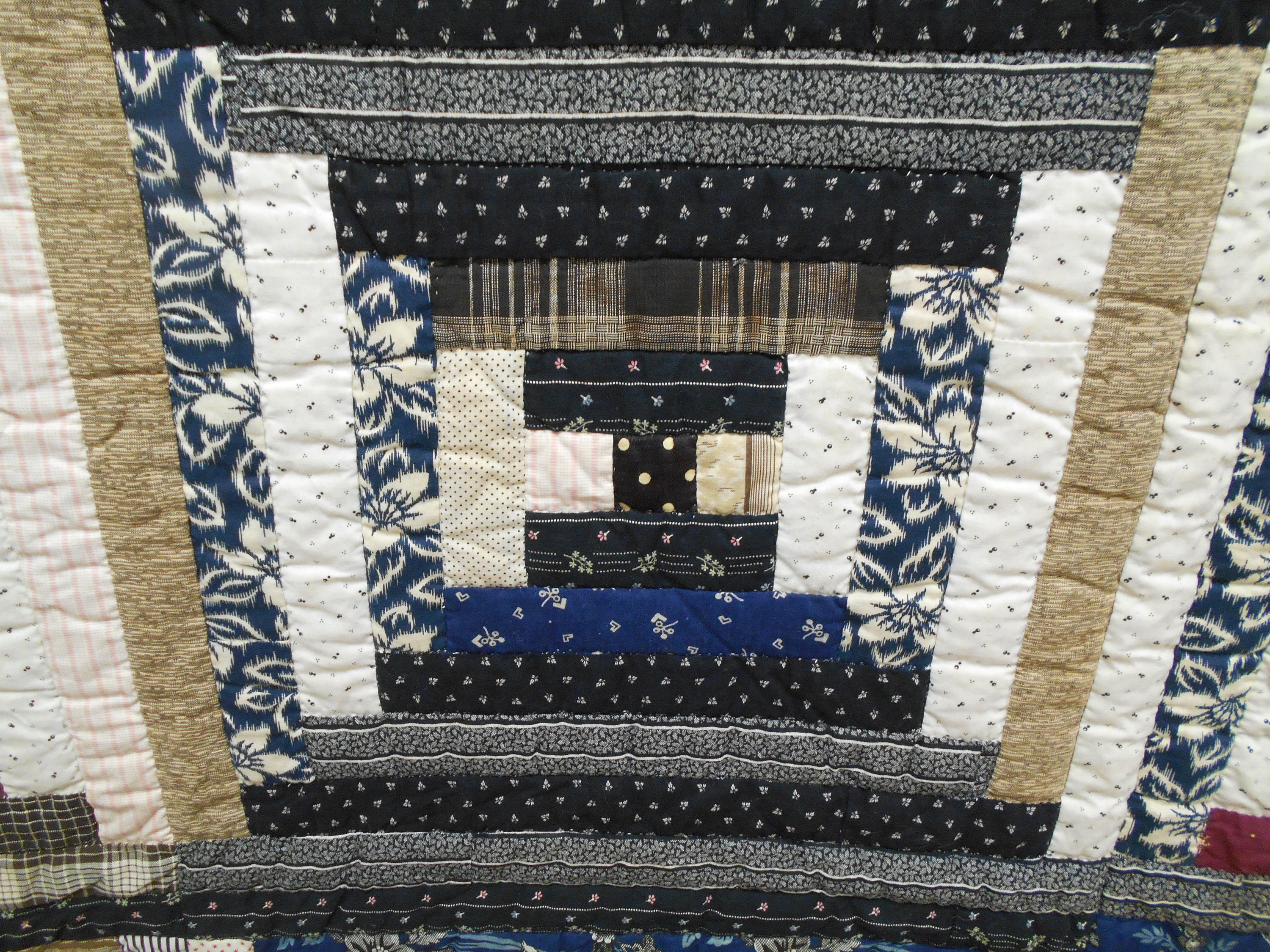 Antique Log Cabin, Court House Steps Quilt. Wonderful Period Fabrics ...