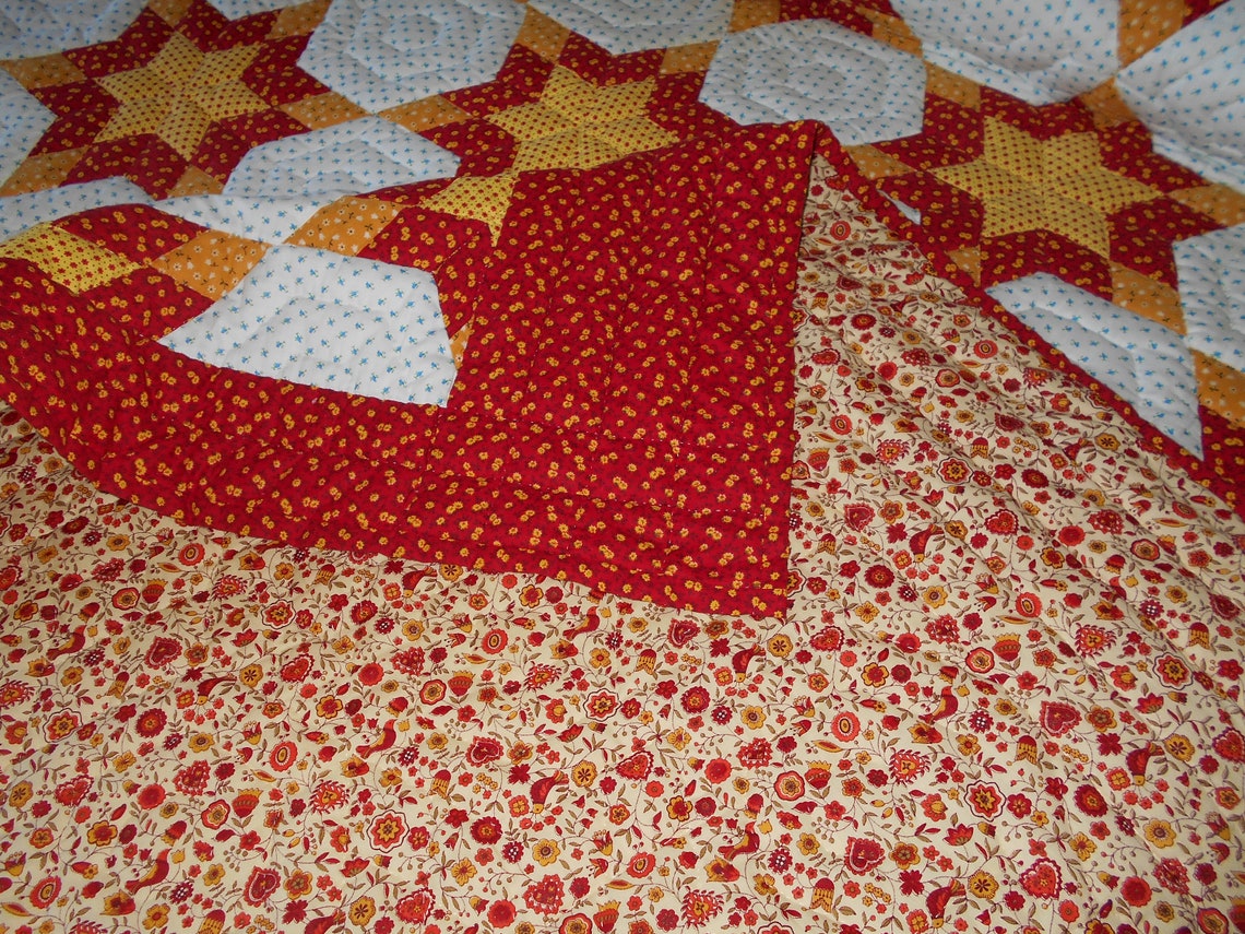 Showstopper Vintage Double Star Quilt. Handmade From - Etsy
