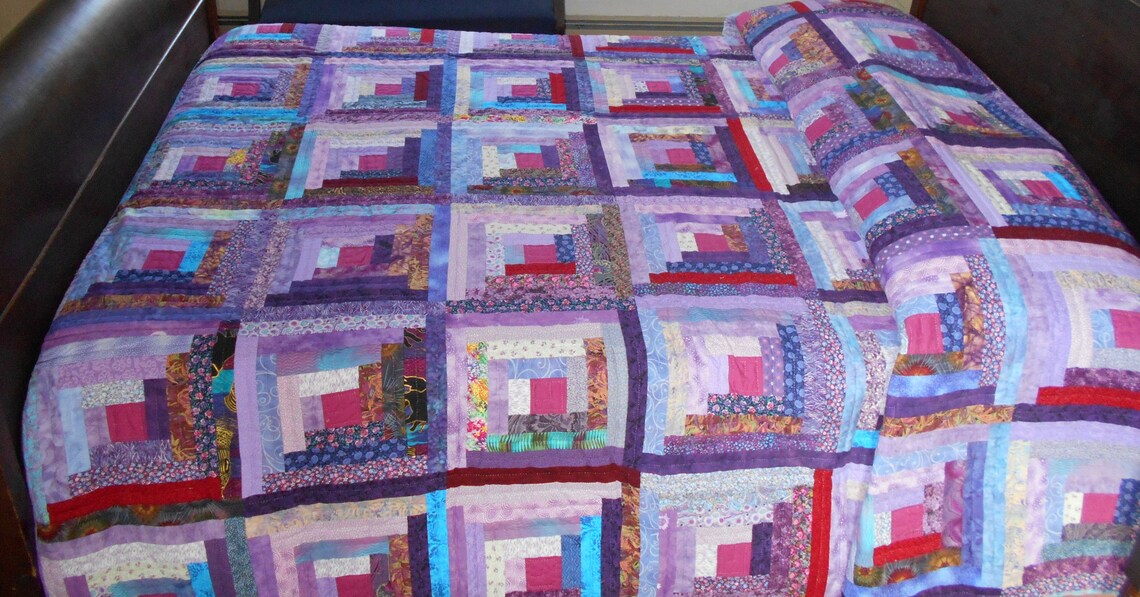 Showstopper Log Cabin Quilt. Fabulous Colors and Prints. - Etsy
