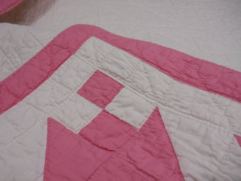 From New England. Vintage Jacobs Ladder Quilt. Pink / Rose & - Etsy