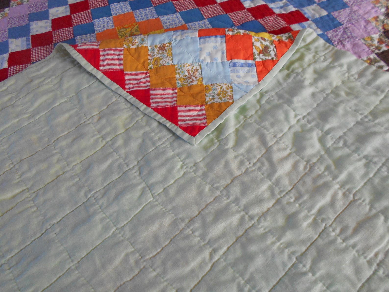 Vintage, Homemade Boston Commons Quilt. Bold Colors and Patterns. 85 X ...