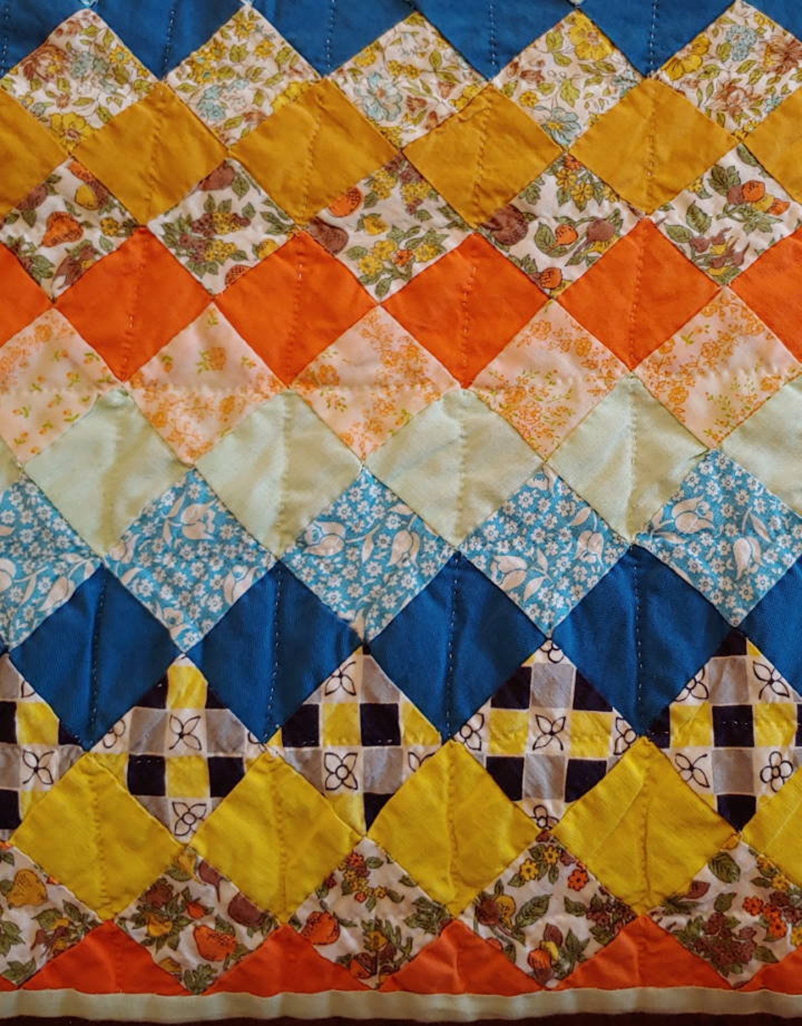 Vintage Homemade Boston Commons Quilt. Bold Colors and - Etsy