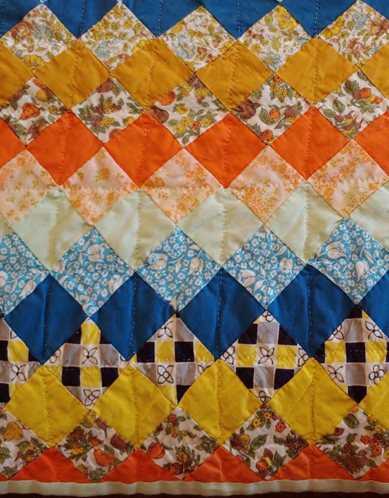 Vintage Homemade Boston Commons Quilt. Bold Colors and - Etsy