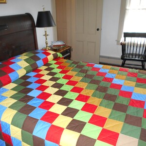 Showstopper! Vibrant Stairstep Quilt. Hand Stitched. Nice Condition, 83 ...