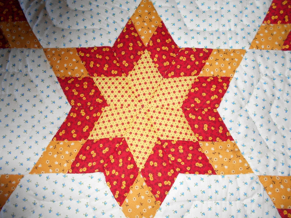 Showstopper Vintage Double Star Quilt. Handmade From - Etsy