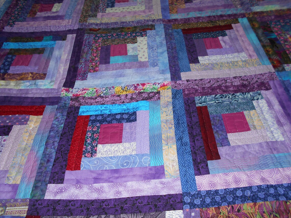 Showstopper Log Cabin Quilt. Fabulous Colors and Prints. - Etsy